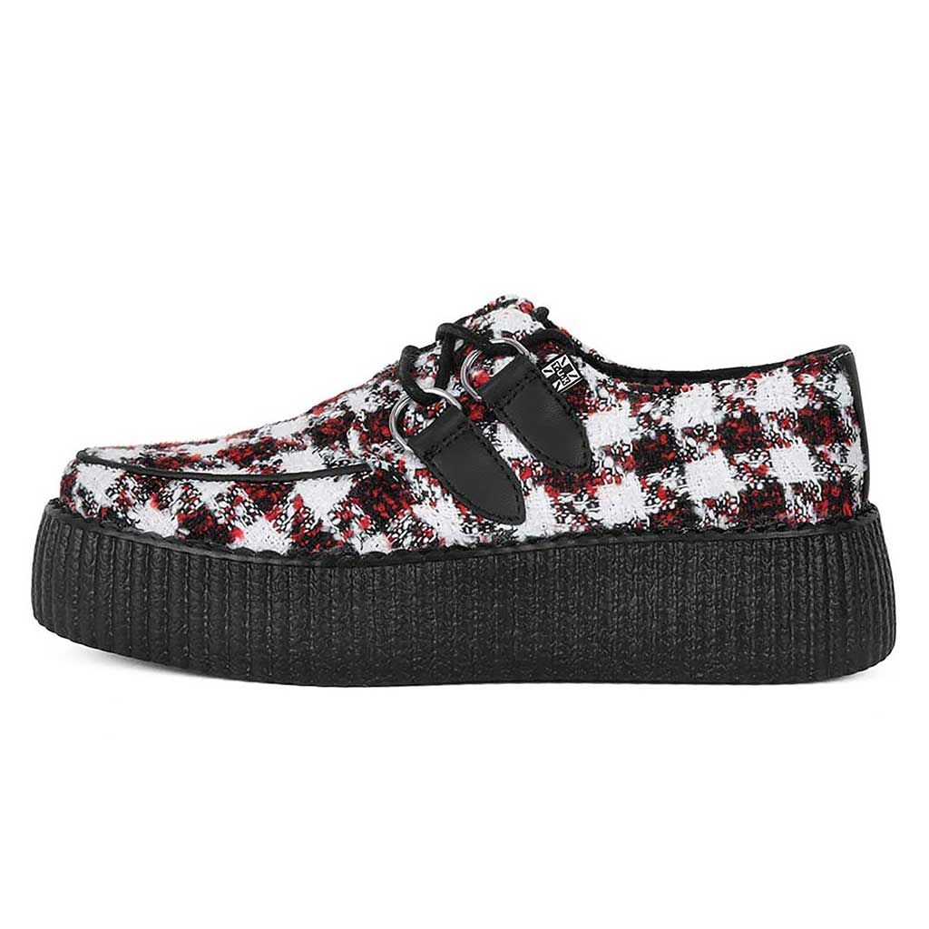 White Black and Red Checkered Tweed Viva High Creepers – T.U.K. Shoes
