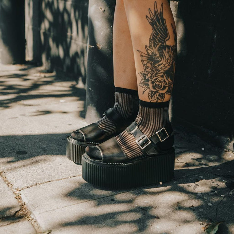 Black Brush-Off Strato Sandal | T.U.K. Shoes | Stratocreepers