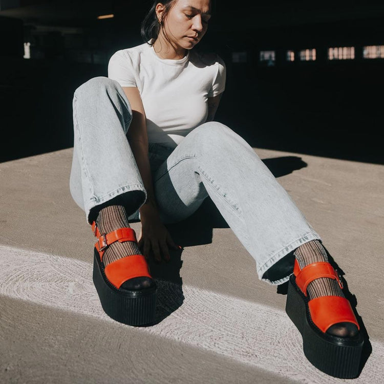 Red Brush-Off Strato Sandal | T.U.K. Shoes | Stratocreepers